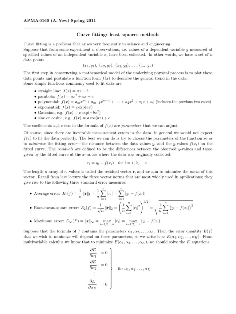 Least Square Methods | PDF | Errors And Residuals | Exponential Function