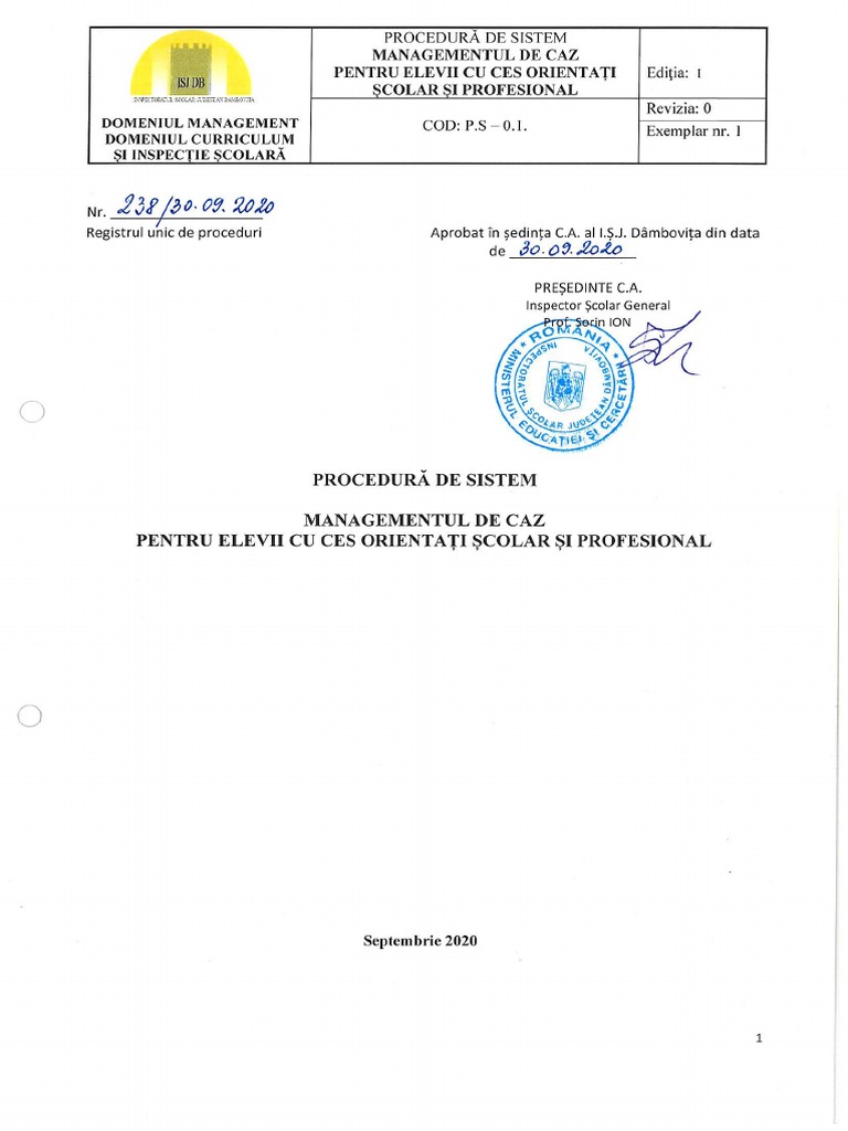 Procedura Management de Caz Elevi Cu CES | PDF