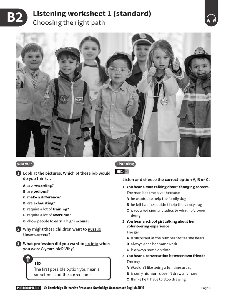 B2 Listening Worksheet 1 (Standard) - FINAL PDF | PDF | Vocabulary