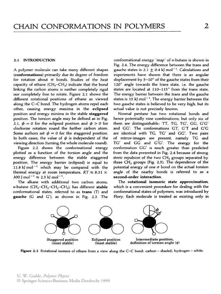 Cap 2 - Chain Conformations in Polymers | PDF | Conformational ...