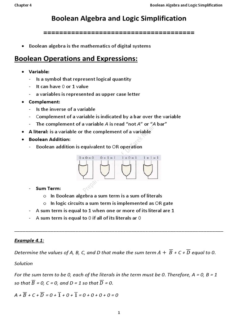 Boolean Algebra and Logic Simplification | PDF | Boolean Algebra ...