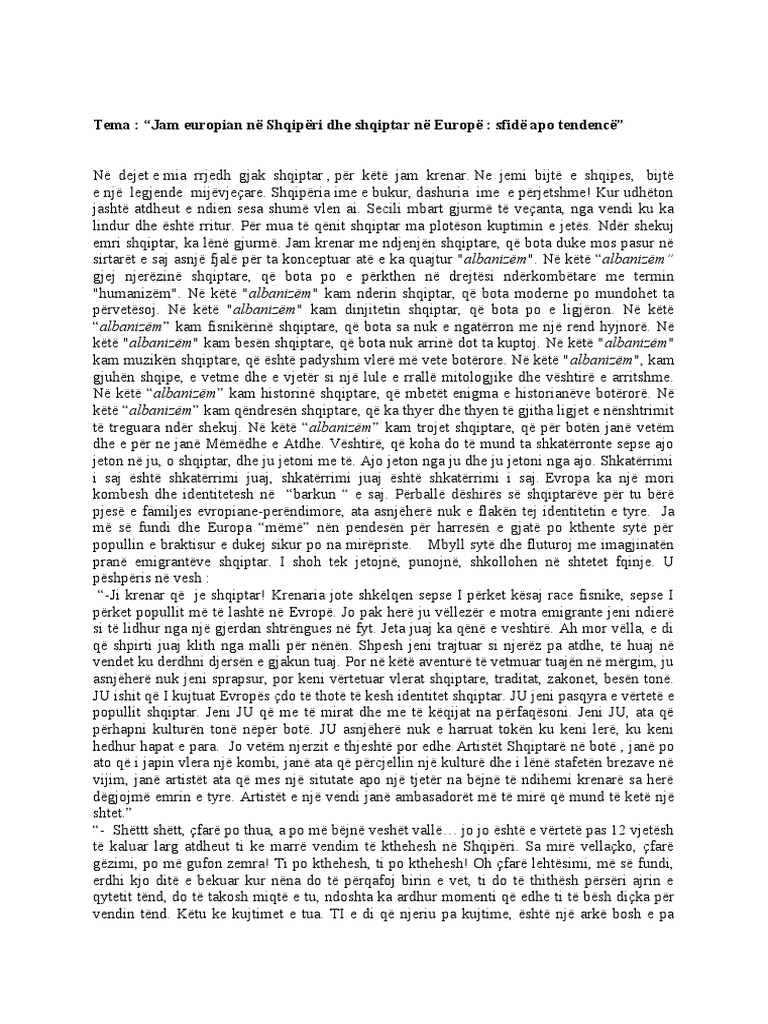 Tema: "Jam Europian Në Shqipëri Dhe Shqiptar Në Europë: Sfidë Apo ...