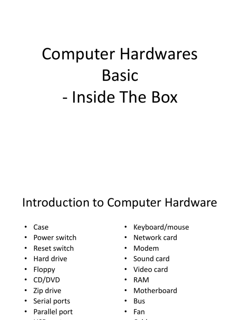 Computer Hardwares Basic - Inside The Box | PDF | Computer Data Storage ...