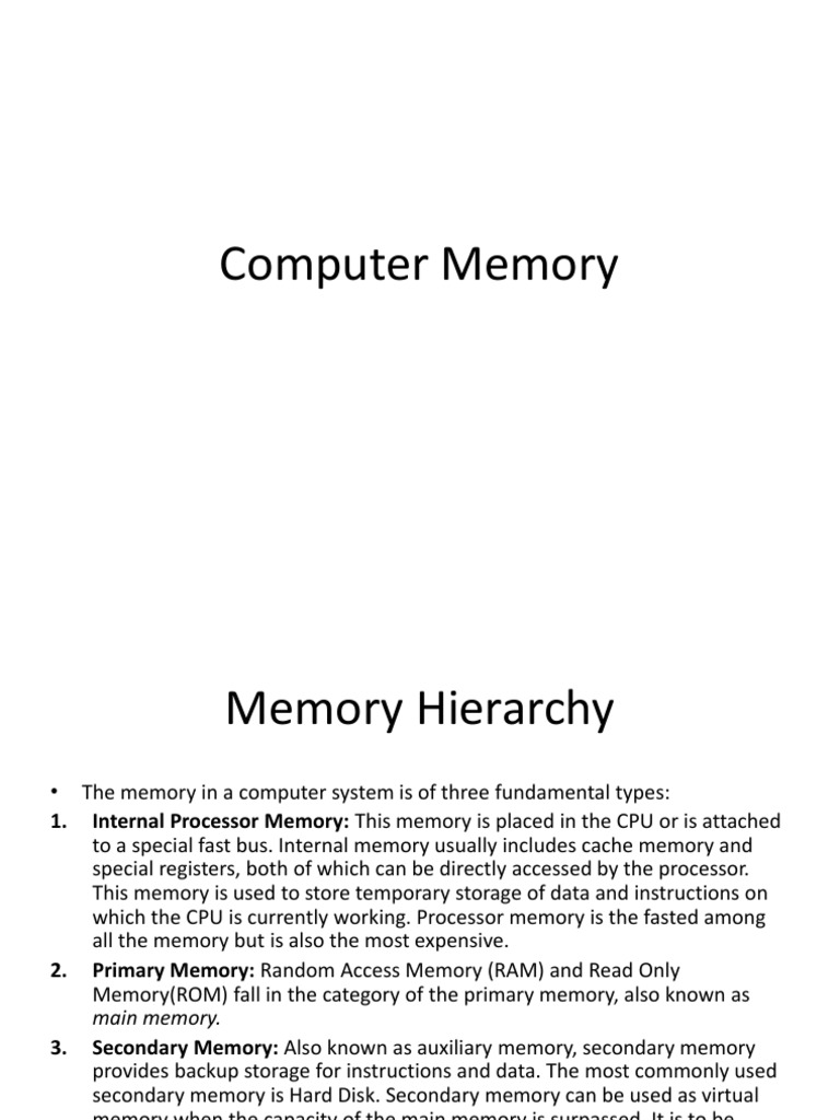 Puter Memory | PDF | Computer Data Storage | Random Access Memory