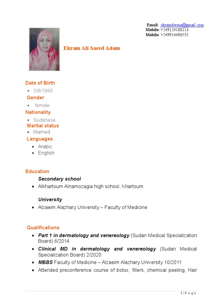 Ekram Ali Saeed Adam: Date of Birth | PDF | Medical School | Sudan