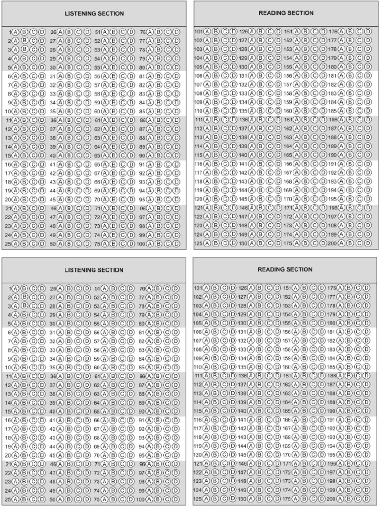 Answer Sheet Toeic Word PDF | PDF