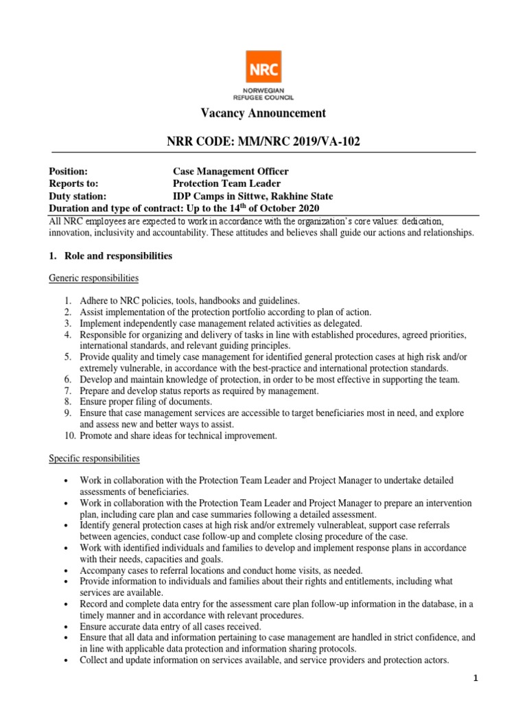 VA-102Case Management Officer Thet Kae Pyin and Maw Ti Ngar Camps ...