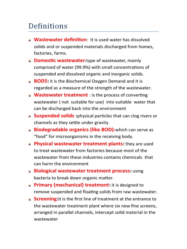 Definitions: Wastewater Definition | PDF | Sewage Treatment | Water ...