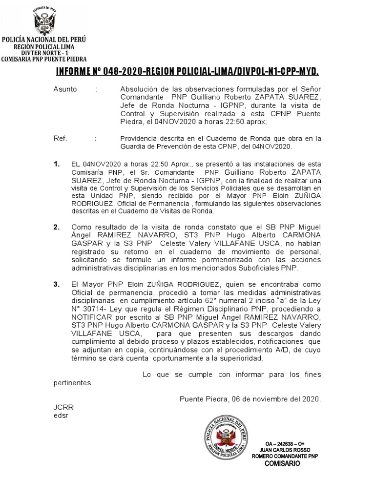 Informe Policial | PDF | Seguridad nacional | Cumplimiento de la ley