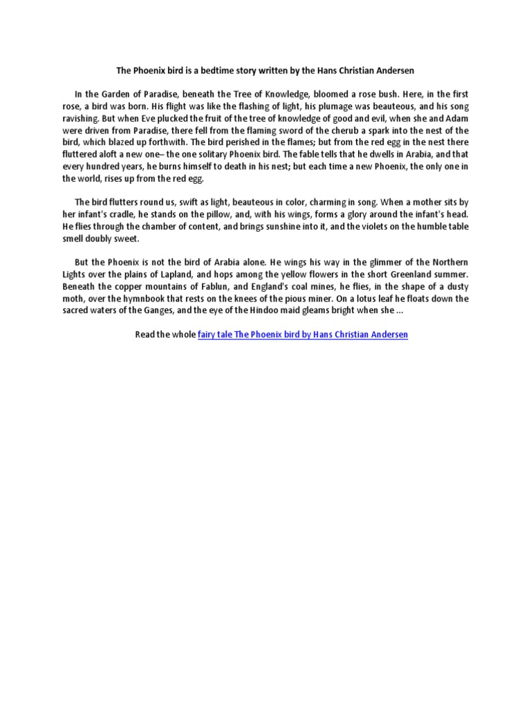 The Phoenix Bird by Hans Christian Andersen | PDF