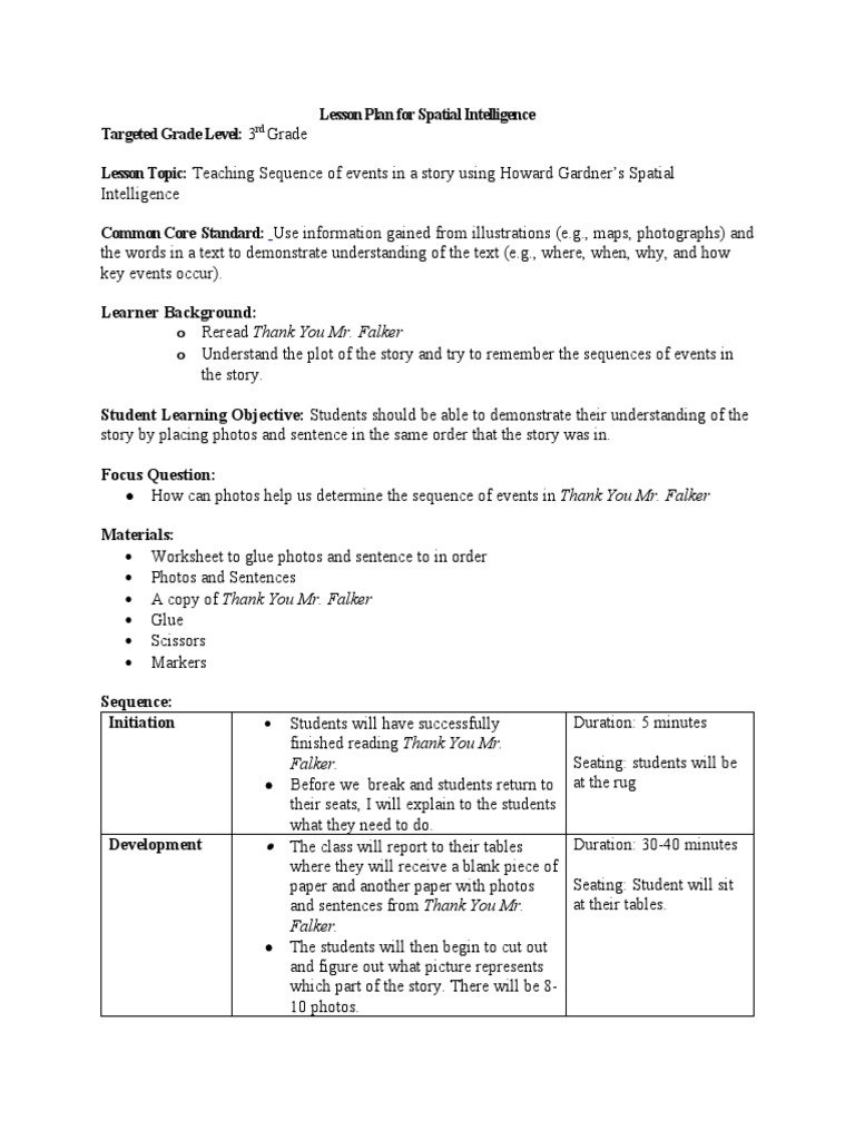 Eng-245 Lesson Plan For Spatial | PDF | Lesson Plan | Time