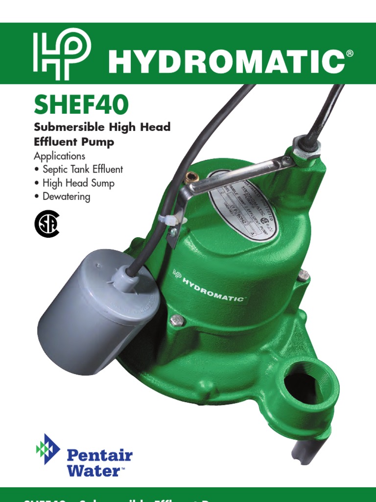 SHEF40: Submersible High Head Effluent Pump | PDF | Bearing (Mechanical ...