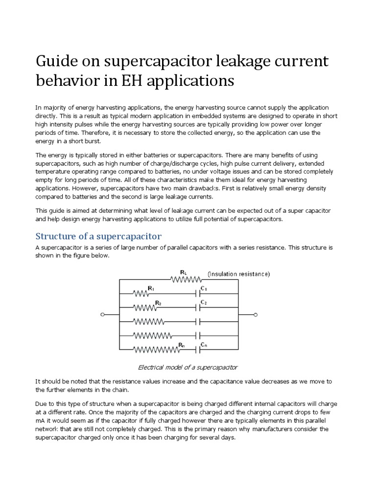 Guide On Supercapacitor Leakage Current Behavior In Eh Applications Pdf Energy Harvesting