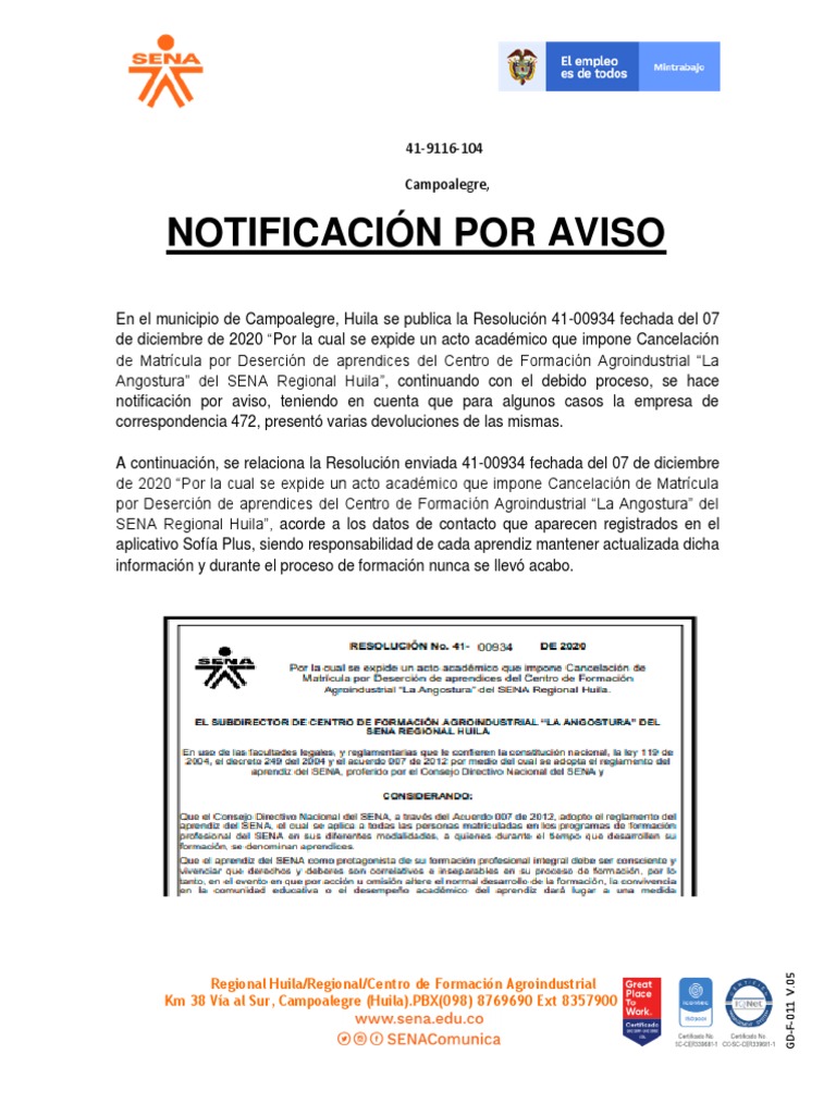 Notificación Por Aviso | PDF | Informática | Informática y tecnología ...