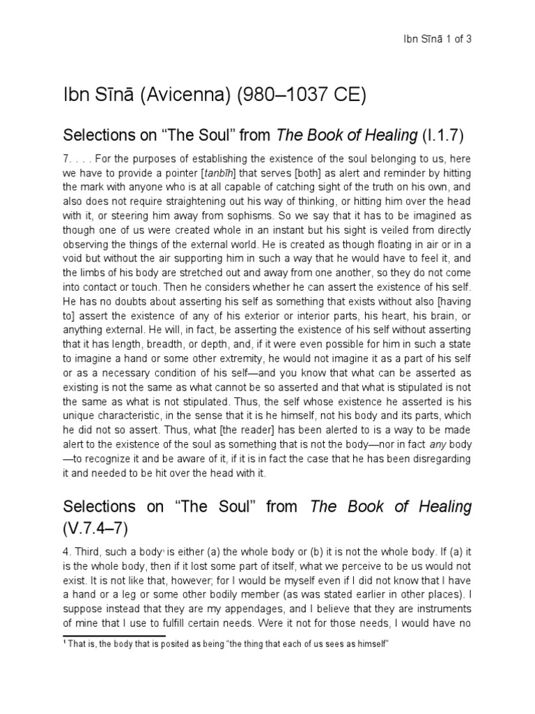 Avicenna's Flying Man Argument | PDF | Perception | Soul