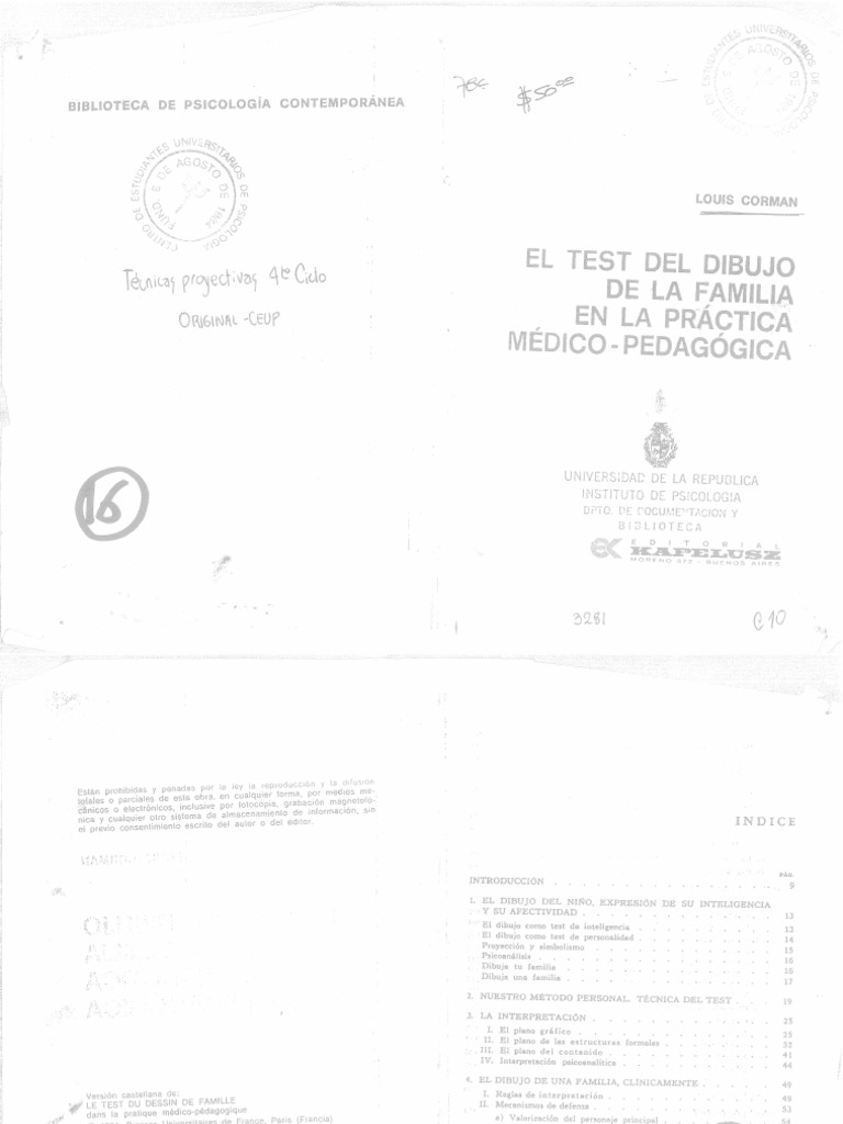 El Test Del Dibujo de La Familia en La Practica Medico Pedagogica ...