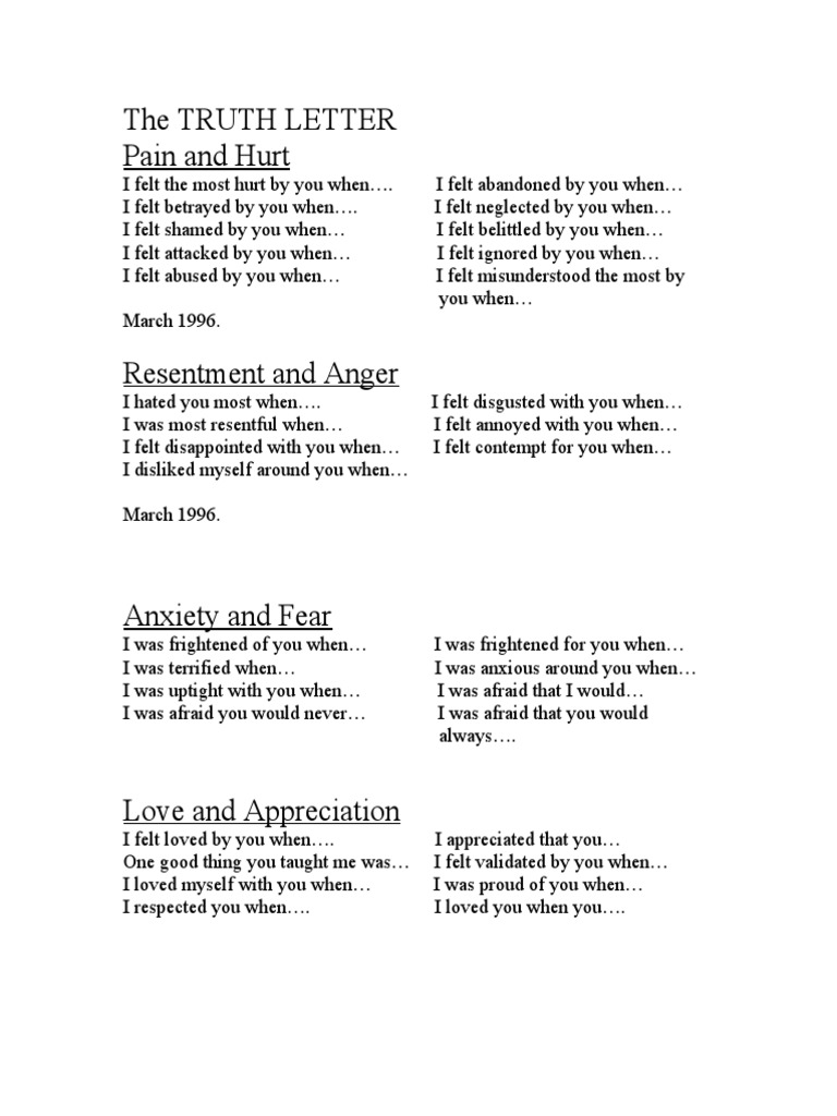 The Truth Letter Pain and Hurt | PDF
