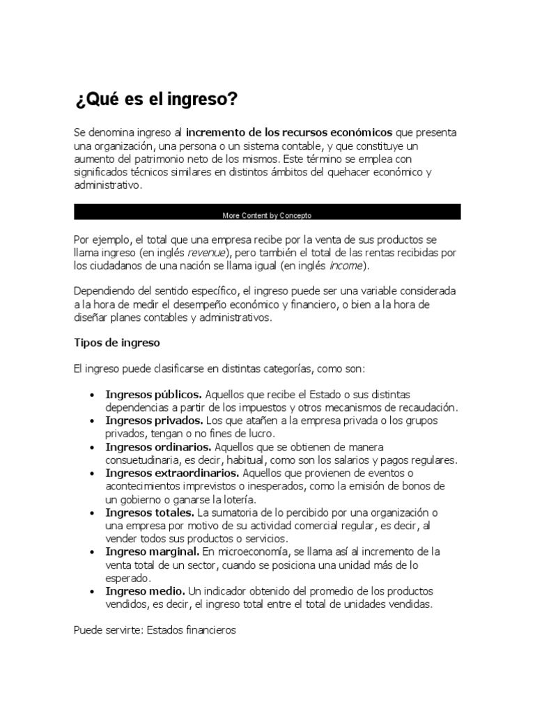 Que Es Un Ingreso | PDF | Ingresos | Contabilidad