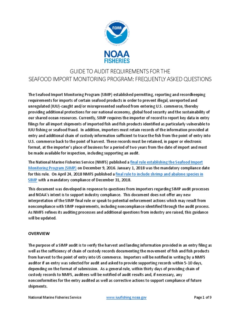 SIMP Audit Guidance NOAA | PDF | Audit | Business