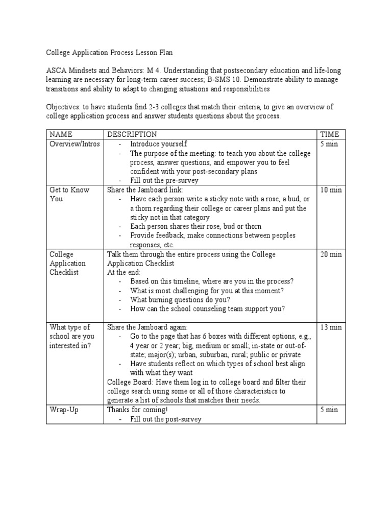 College App Lesson Plan | Download Free PDF | Lesson Plan | Education ...