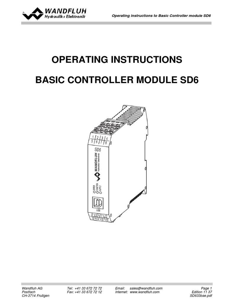 Operating Instructions To Basic Controller Module SD6 | PDF | Feedback ...