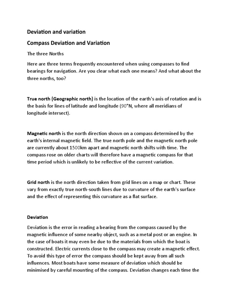 Deviation and Variation | PDF | Compass | Navigation