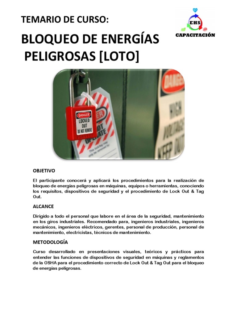 Curso de LOTO: Bloqueo y Etiquetado | PDF