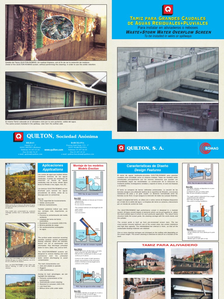 Catalogo Tamiz Aliviadero ESP ING | PDF | Agua | La contaminación del agua