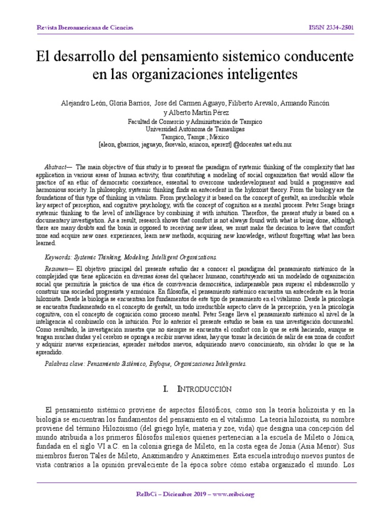 Pensamiento Sistémico en Organizaciones | PDF | Metafísica de la mente ...