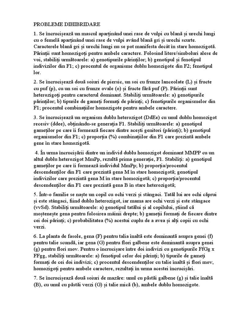 Probleme Dihibridare | PDF