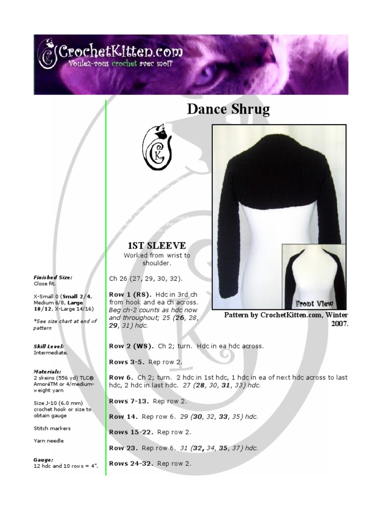 Dance Shrug Adult | PDF | Gauge (Knitting) | Needlework