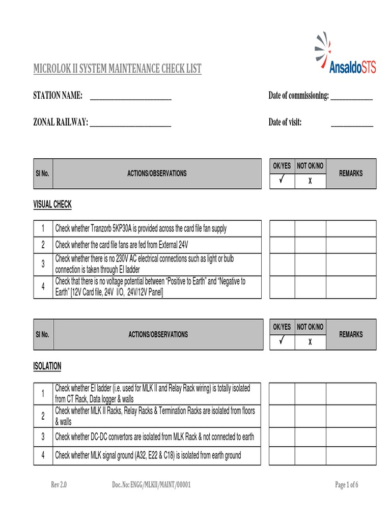 Microlok II System Maintenance Check List Rev 2 (1) .0 (3) - Merged PDF ...