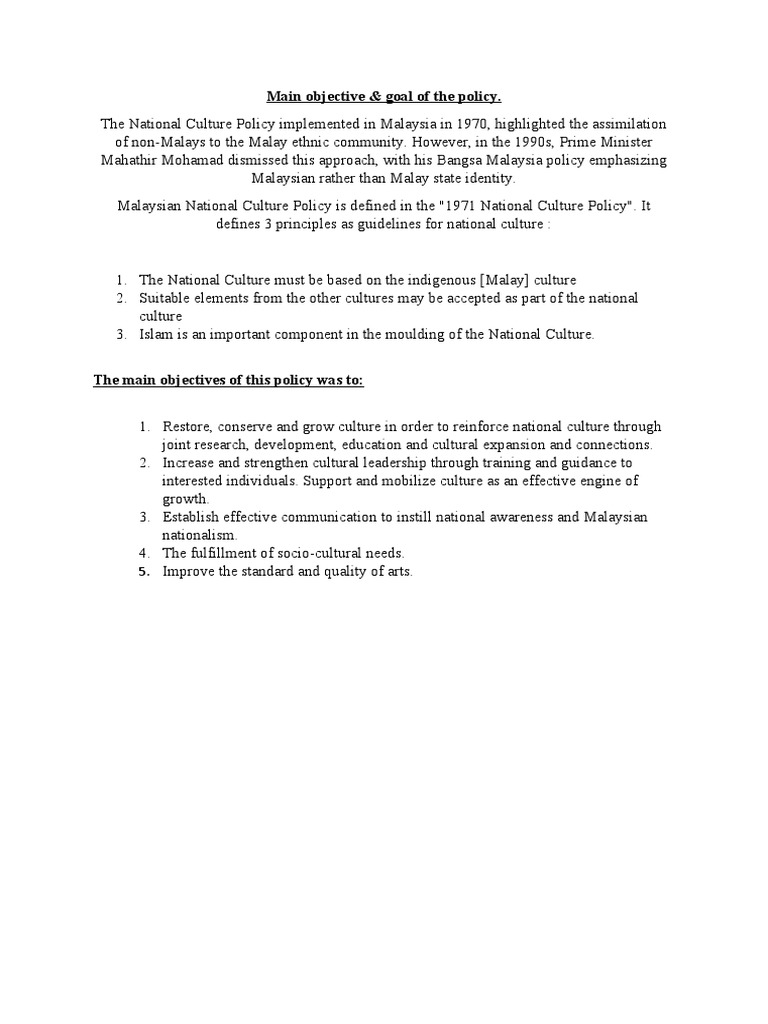 Main Objective & Goal of The Policy | PDF | Social Science