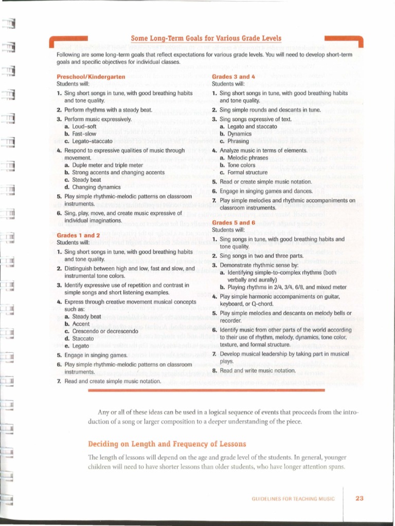 Concepts and Grade Level Chart | PDF | Rhythm | Melody