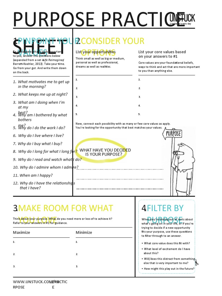 Purpose Practice Sheet: Consider Your Options | PDF | Cognition ...