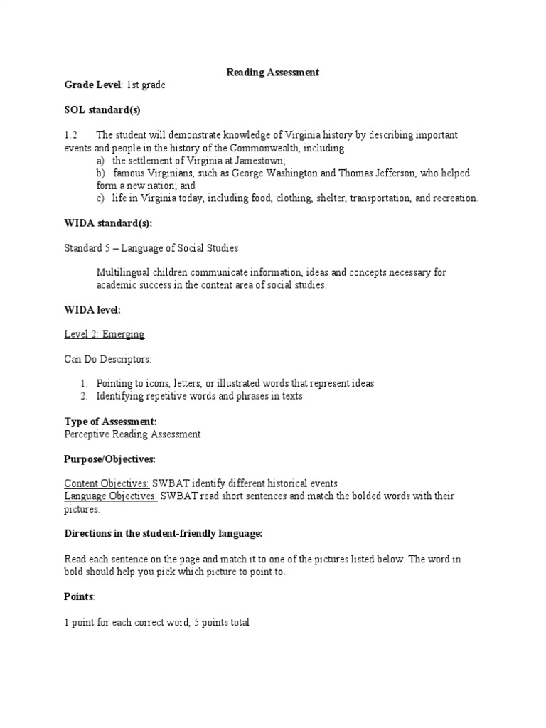 Reading Assessment | PDF