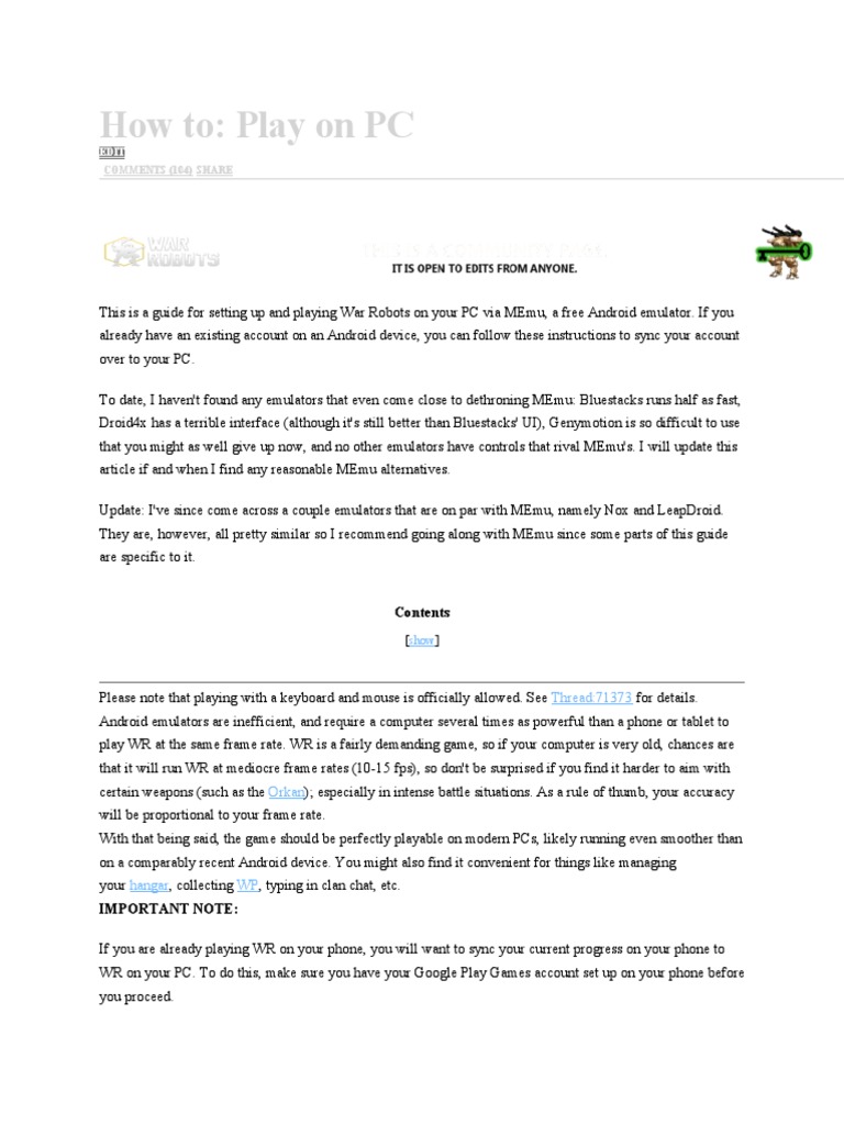 How To Play War Robot On PC | PDF | Hyper V | Google Play