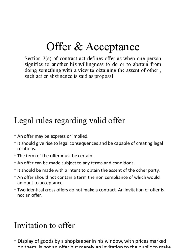 Offer and Acceptance | PDF | Offer And Acceptance | Legal Ethics