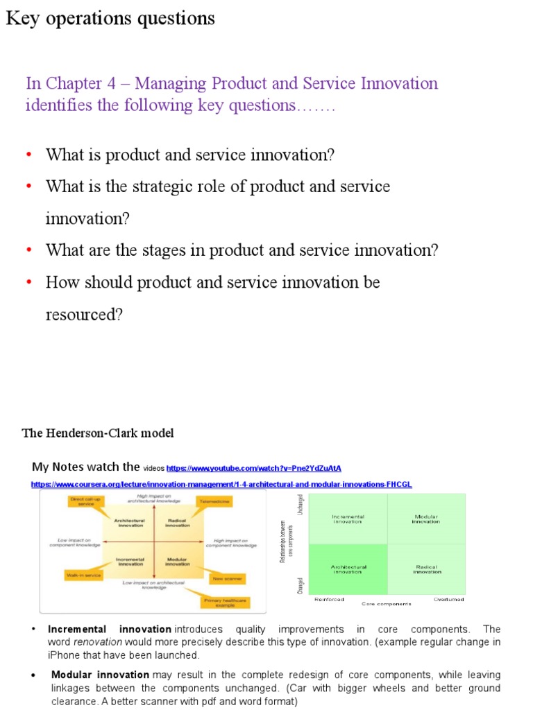 In Chapter 4 - Managing Product and Service Innovation Identifies The ...