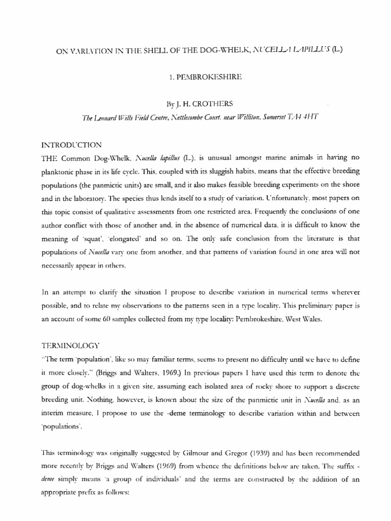 Dogwhelks Shell Variation | PDF