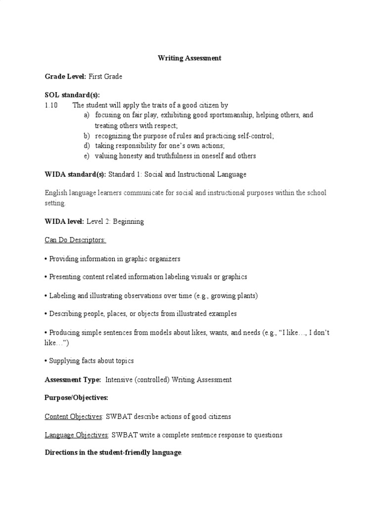 Writing Assessment | PDF | Educational Assessment | Question
