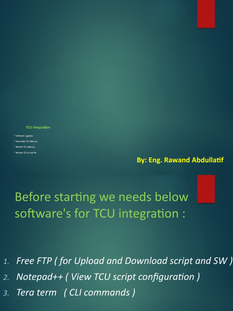 TCU Integration Guide: Software Upgrade & Backup | PDF | File Transfer ...