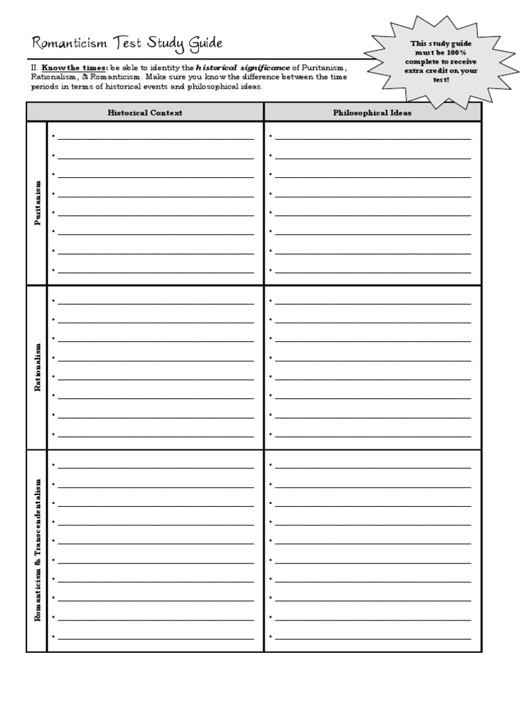 Romanticism Study Guide Essentials | PDF | Walden