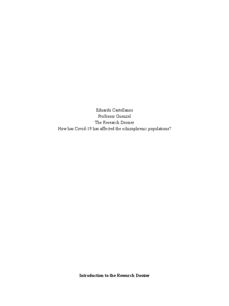 Final Research Dossier 1 | PDF | Schizophrenia | Mental Disorder