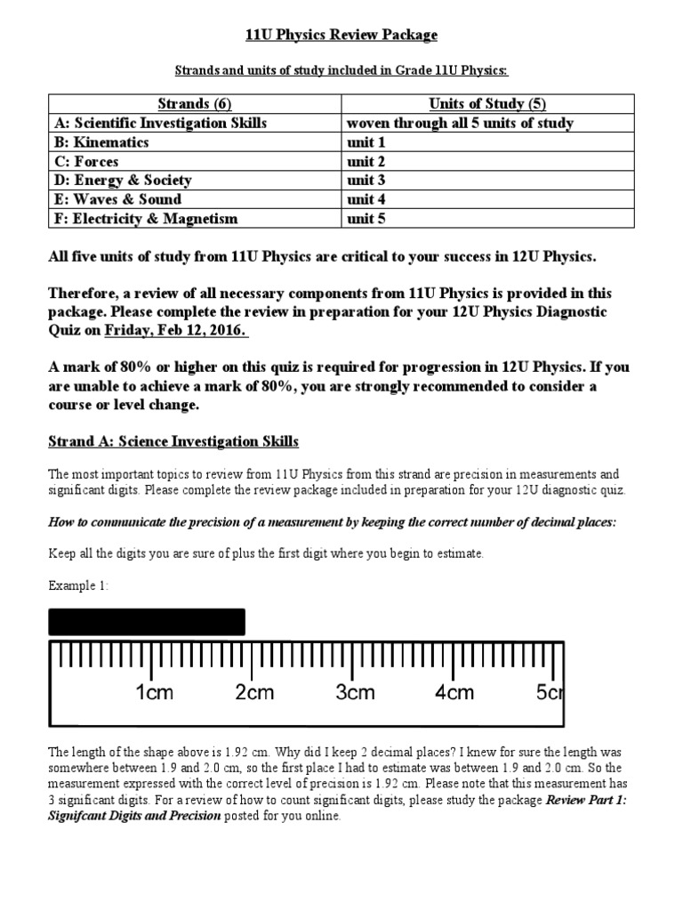 11U Physics Review Package | PDF | Waves | Significant Figures