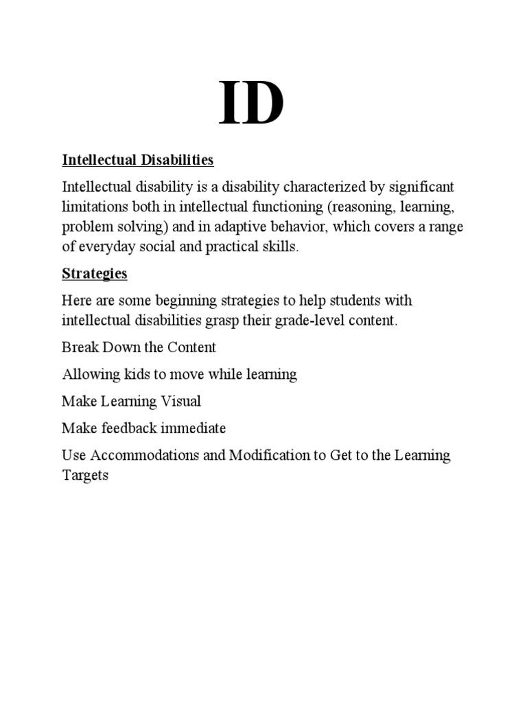 Intellectual Disabilities | PDF