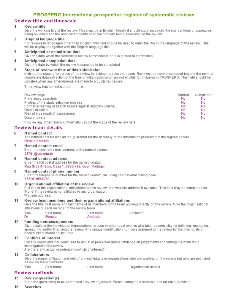 PROSPERO International Prospective Register of Systematic Reviews | PDF ...
