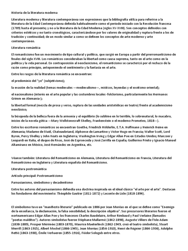 Historia de La Literatura Moderna | PDF | Poesía