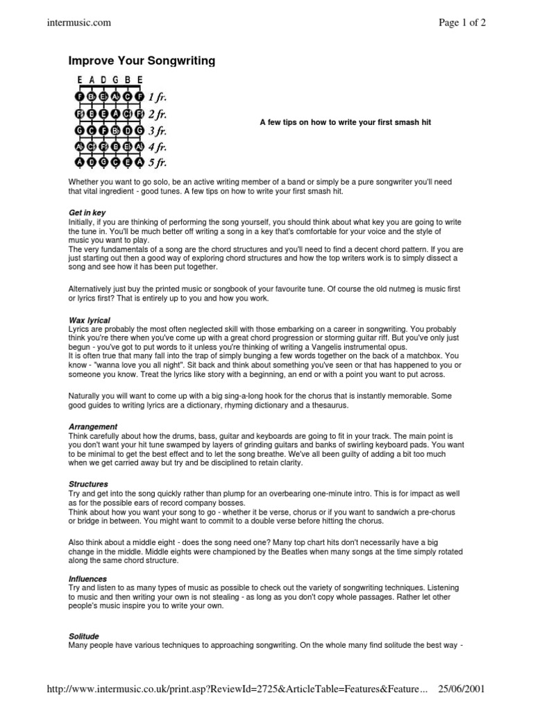 Music Theory - Hopkins, Gary - Improve Your Songwriting PDF | PDF | Song Structure | Songwriter