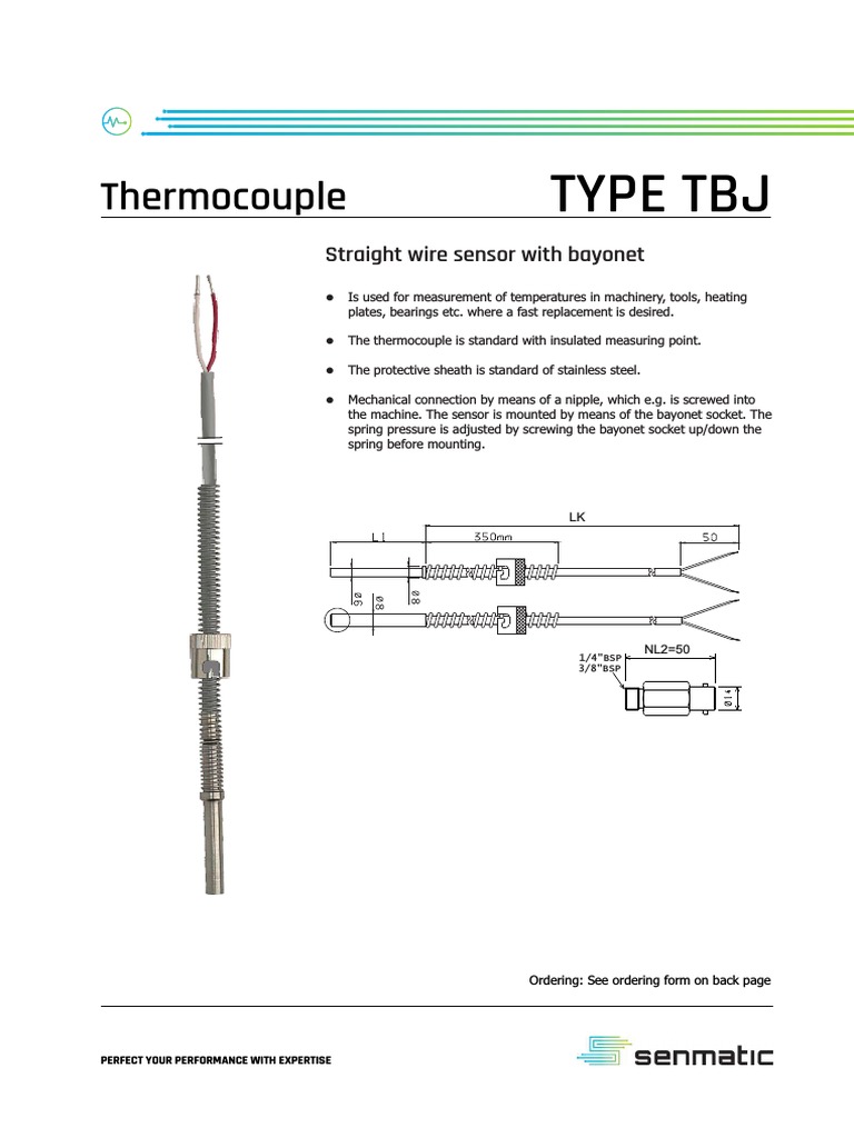 Type TBJ: Thermocouple | PDF | Thermocouple | Electrical Connector